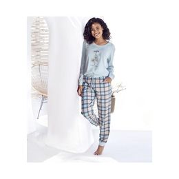 Vivance Dreams Pyjama blau Gr. 32/34 für Damen. Mit Rundhals. Basic. Nachhaltig.