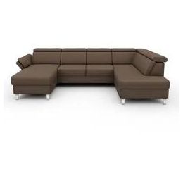 Sit & More Wohnlandschaft SIT & MORE "Vincenzo U-Form", braun, B:317cm H:84cm T:93cm, Sofas, inklusive Kopfteilverstellung, wahlweise mit Bettfunktion, Bettkasten