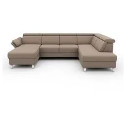 Sit & More Wohnlandschaft SIT & MORE "Vincenzo U-Form", braun (macchiato), B:317cm H:84cm T:93cm, Sofas, inklusive Kopfteilverstellung, wahlweise mit Bettfunktion, Bettkasten