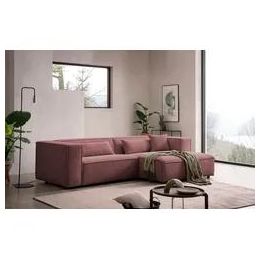 Ecksofa "PIARA mit Kedernaht in Cord oder Leinenoptik, moderne Couch in L-Form", beige (puder), B:267cm H:66cm T:167cm, 100% Polyester, LeGer Home by Lena Gercke, Sofas, wahlweise Ottomane rechts/links, schwarze Füße, bequemer Sitzkomfort