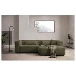 Ecksofa LeGer Home by Lena Gercke "PIARA mit Kedernaht in Cord oder Leinenoptik, moderne Couch in L-Form", grün (khaki), B:267cm H:66cm T:167cm, 100% Polyester, Sofas, wahlweise Ottomane rechts/links, schwarze Füße, bequemer Sitzkomfort