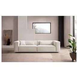 3-Sitzer "PIARA, Couch mit Kedernaht, Sofa in Cord oder Leinenoptik", beige (hellbeige), B:275cm H:66cm T:101cm, 100% Polyester, LeGer Home by Lena Gercke, Sofas, schwarze Füße, bequemer Sitzkomfort