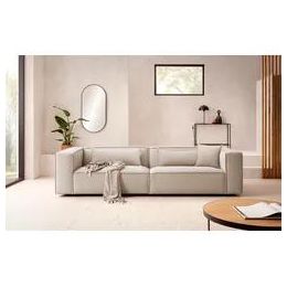 3-Sitzer LeGer Home by Lena Gercke "PIARA, Couch mit Kedernaht, Sofa in Cord oder Leinenoptik", beige (hellbeige), B:275cm H:66cm T:101cm, 100% Polyester, Sofas, schwarze Füße, bequemer Sitzkomfort