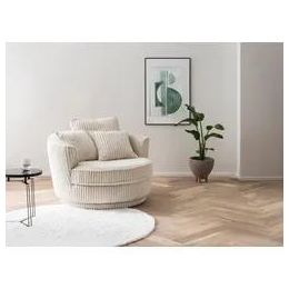 Drehsessel LEONIQUE "MAISIE, Love Seat XXL, Lese-Sessel BIG-", beige (hellbeige), B:120cm H:86cm T:120cm, Sessel, Sessel in MEGA CORD u. Web-Velours, 360 Grad drehbar