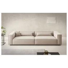 3-Sitzer LeGer Home by Lena Gercke "PIARA, XXL Sofa mit Kedernaht, Big-Sofa in Cord oder Leinenoptik", beige (hellbeige), B:316cm H:66cm T:136cm, 100% Polyester, Sofas, schwarze Füße, bequemer Sitzkomfort, extra tiefe Sitzfläche