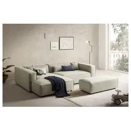 Polsterecke LeGer Home by Lena Gercke "PIARA XXL, L-Form mit Schlaffunktion, Big-Sofa in Cord o. Leinenoptik", grün (hellgrün), B:288cm T:198cm, 100% Polyester, Sofas, Hocker stellbar zum Schlafsofa (Krokodilverbinder), tiefe Sitzfläche