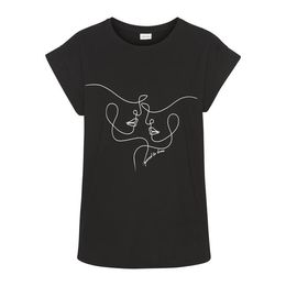 Lascana Kurzarmshirt schwarz Gr. 32/34 für Damen. Mit Rundhals. Figurumspielend. Nachhaltig.