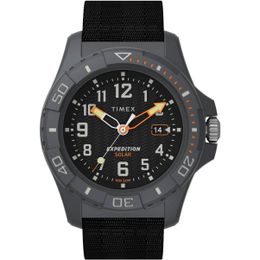 Solaruhr Timex "FREEDIVE", schwarz, Armbanduhren, Herren, Armbanduhr, Herrenuhr, Datum, Leuchtzeiger, Mineralglas, analog