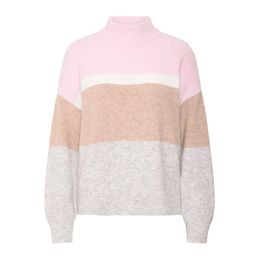 B.Young Rollkragenpullover 'BYOMEA STRIPED JUMPER 2 -' Damen Gr&ouml;&szlig;e S braun / grau / rosa / wei&szlig;