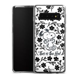 DeinDesign Galaxy S10 Handy Slim Case Silikon Handyh&uuml;lle transparent H&uuml;lle extra d&uuml;nn Peanuts Flowers Snoopy Silikon Slim Case