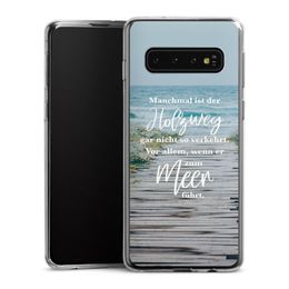 DeinDesign Galaxy S10 Handy Slim Case Silikon Handyh&uuml;lle transparent H&uuml;lle extra d&uuml;nn Spruch Beach Statement Silikon Slim Case