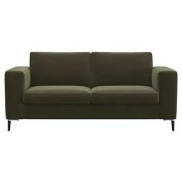 2-Sitzer FLEXLUX "Fiore", grün (moss grün), B:164cm H:85cm T:92cm, 100% Polyester, Sofas, breite Armlehnen, Kaltschaum, Füße Alu+schwarz