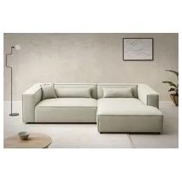 Ecksofa LeGer Home by Lena Gercke "PIARA XXL, Big-Sofa in Cord oder Leinenoptik, L-Form, mit Kedernaht", grün (hellgrün), B:288cm H:66cm T:198cm, 100% Polyester, Sofas, wahlweise Ottomane rechts/links, schwarze Füße, extra tiefe Sitzfläche