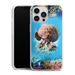 DeinDesign iPhone 13 Pro Handy Silikon H&uuml;lle Case wei&szlig; Handyh&uuml;lle Ocean Turtle Animals Silikon Case