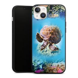 DeinDesign iPhone 14 Handy Premium Silikon H&uuml;lle Handyh&uuml;lle schwarz Case Ocean Turtle Animals Silikon Premium Case