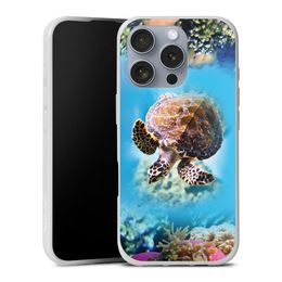 DeinDesign iPhone 16 Pro Handy Silikon H&uuml;lle Case wei&szlig; Handyh&uuml;lle Ocean Turtle Animals Silikon Case