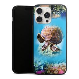 DeinDesign iPhone 15 Pro Max Handy Premium Silikon H&uuml;lle Handyh&uuml;lle schwarz Case Ocean Turtle Animals Silikon Premium Case