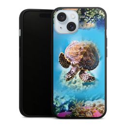DeinDesign iPhone 15 Handy Premium Silikon H&uuml;lle Handyh&uuml;lle schwarz Case Ocean Turtle Animals Silikon Premium Case