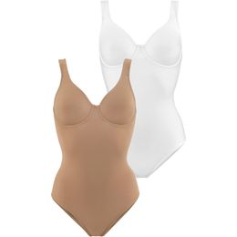 Nuance by Lascana Damen T-Shirt-Body, nougat+wei&szlig;, Gr&ouml;&szlig;e 95