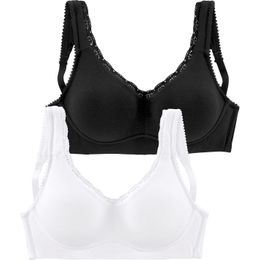 petite fleur by Lascana Damen Soft-BH, schwarz+wei&szlig;, Gr&ouml;&szlig;e 90B