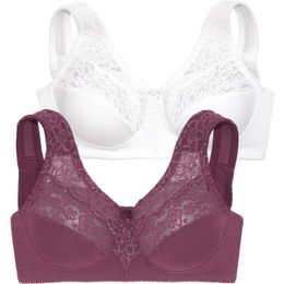 petite fleur by Lascana Damen Entlastungs-BH, burgund+wei&szlig;, Gr&ouml;&szlig;e 80D
