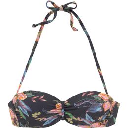 Lascana Damen B&uuml;gel-Bandeau-Bikini-Top, anthrazit-bedruckt, Gr&ouml;&szlig;e 36E