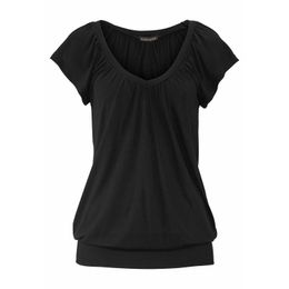 Lascana Damen V-Shirt, schwarz, Gr&ouml;&szlig;e 52/54
