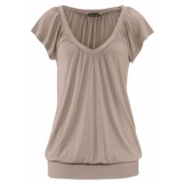 Lascana Damen V-Shirt, taupe, Gr&ouml;&szlig;e 52/54