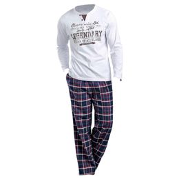 H.I.S. H.I.S Herren Pyjama, wei&szlig;-marine-kariert, Gr&ouml;&szlig;e 60/62