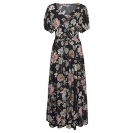 Lascana Damen Maxikleid, schwarz bedruckt, Gr&ouml;&szlig;e 50