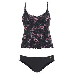Lascana Damen B&uuml;gel-Tankini, schwarz-bedruckt, Gr&ouml;&szlig;e 46B