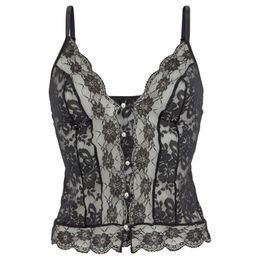 Petite Fleur Gold Damen Spitzentop, schwarz, Gr&ouml;&szlig;e 48