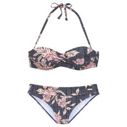 Sunseeker Damen Bandeau-Bikini, schwarz bedruckt, Gr&ouml;&szlig;e 44D