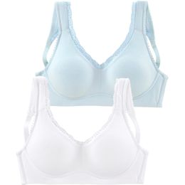 petite fleur by Lascana Damen Soft-BH, hellblau+wei&szlig;, Gr&ouml;&szlig;e 85C