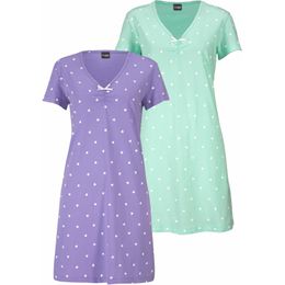 Vivance Dreams by Lascana Damen Nachthemd, mint, flieder, Gr&ouml;&szlig;e 40/42