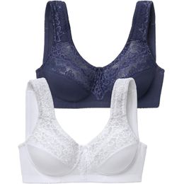 petite fleur by Lascana Damen Entlastungs-BH, blau+wei&szlig;, Gr&ouml;&szlig;e 85C