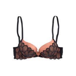 Lascana Damen Push-up-BH, schwarz-kupfer, Gr&ouml;&szlig;e 80C