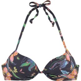 Lascana Damen Push-Up-Bikini-Top, anthrazit-bedruckt, Gr&ouml;&szlig;e 42C