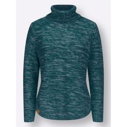 WITT Damen Pullover mit Rollkragen, petrol-meliert, Gr&ouml;&szlig;e 50