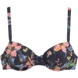 Lascana Damen B&uuml;gel-Bikini-Top, anthrazit-bedruckt, Gr&ouml;&szlig;e 40C