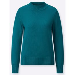 WITT Damen Stehkragenpullover mit Baumwolle, petrol, Gr&ouml;&szlig;e 54