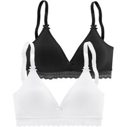 petite fleur by Lascana Damen Bralette-BH, wei&szlig;+schwarz, Gr&ouml;&szlig;e 75C