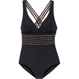 Lascana Damen Badeanzug, schwarz-leo, Gr&ouml;&szlig;e 42B