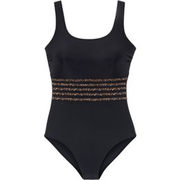 Lascana Damen Badeanzug, schwarz-leo, Gr&ouml;&szlig;e 48B