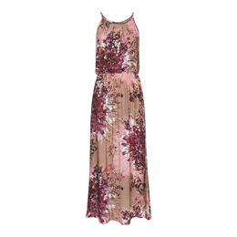Lascana Damen Maxikleid, taupe-beere bedruckt, Gr&ouml;&szlig;e 34