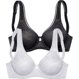 petite fleur by Lascana Damen Minimizer-BH, wei&szlig;+schwarz, Gr&ouml;&szlig;e 105C