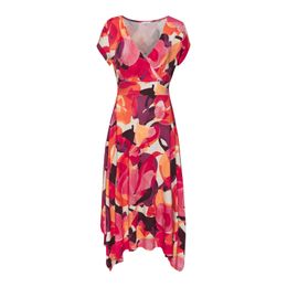 Vivance Damen Midikleid, rot-lila-pink bedruckt, Gr&ouml;&szlig;e 48