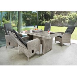 Garten-Essgruppe Destiny "PALMA LUNA", weiß (vintage weiß), Polyester, Aluminium, Geflecht Rattan, Polyrattan, Sitzmöbel-Sets, Aluminium, Polyrattan