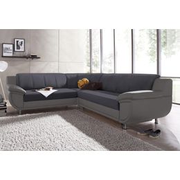 Ecksofa Trendmanufaktur "Rondo 3, zeitlos und modern, im Materialmix, L-Form", grau (grau, dunkelgrau), B:267cm H:85cm T:247cm, Luxus-Microfaser ALCAZAR;Struktur fein;Kunstleder SOFTLUX / Struktur (77% Polyester; 23% Polyacryl), Sofas, Ecksofa, wahlweise Federkern f&uuml;r hohen Sitzkomfort, wahlweise Bettfunktion