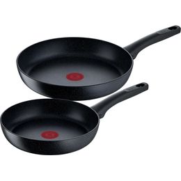 Pfannen-Set Tefal "Black Stone", schwarz, B:29cm L:47cm Ø:28cm, Pfannen, Aluminium, Mineralia Antihaft, Thermo-Signal, alle Herdarten,Induktion